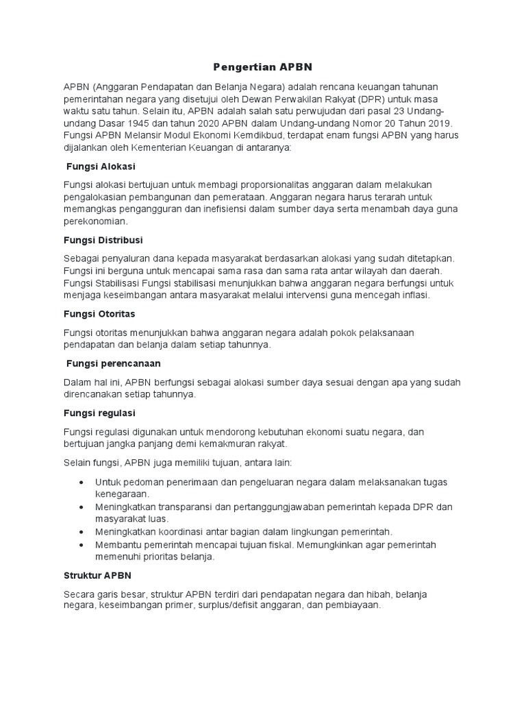 Pengertian APBN | PDF