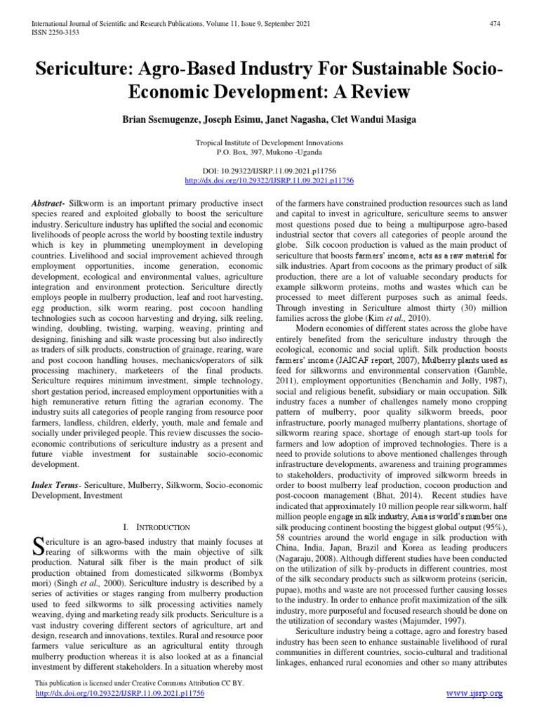 Sericulture Agro-Based Industry For Sustainable So | PDF | Silk | Agriculture