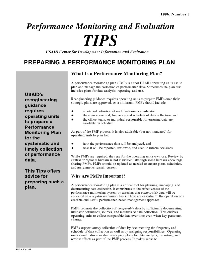 Preparing a Performance Monitoring Plan | PDF | Performance Indicator ...