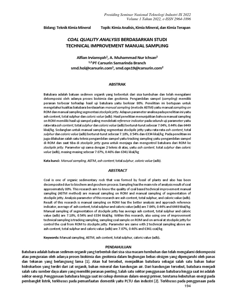 194+-+199 9191 TKM Coal+Quality+Analysis | PDF