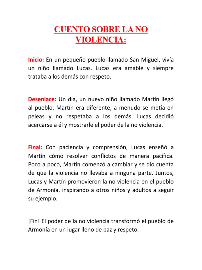 Cuento Sobre La No Violencia y Fabula | PDF