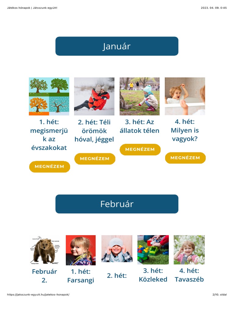 Játékos hónapok | Játsszunk együtt! | PDF