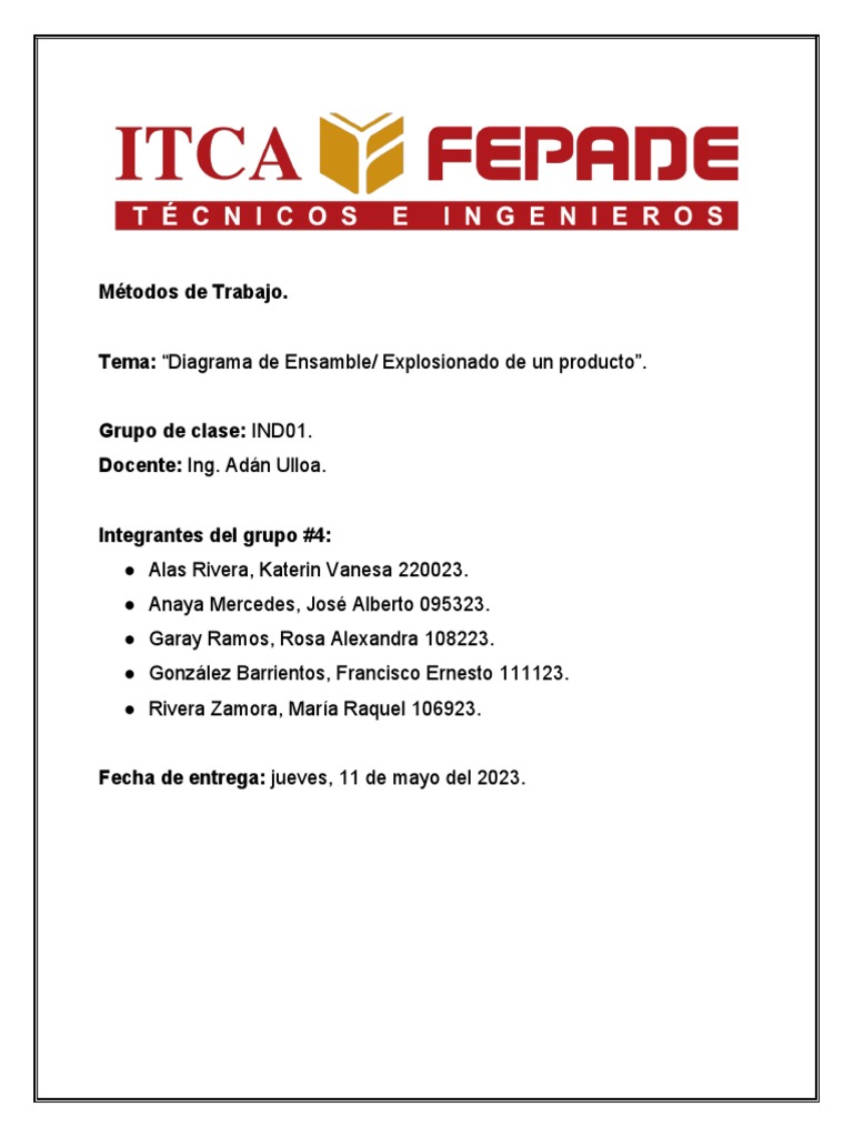Diagrama de Ensamble - Explosionado de Un Producto. | PDF | Leonardo Da ...