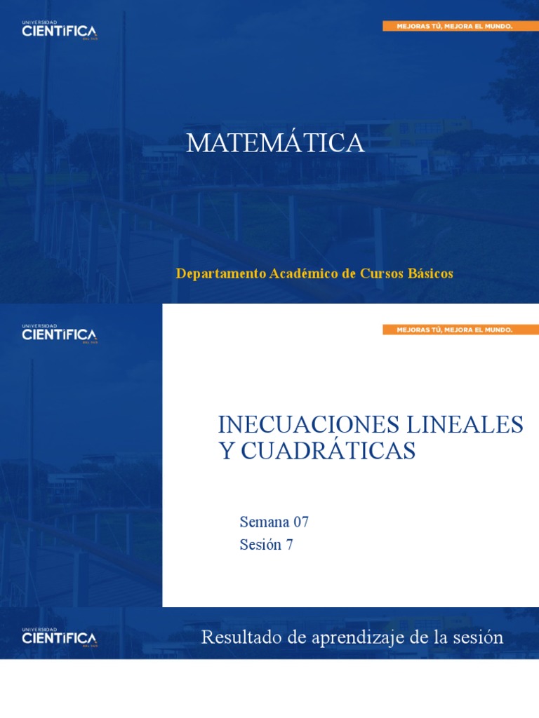 Matemática - Sem-07 - Sesión-07 - 2023-1 - Inecuaciones Lineales y Cuadráticas | PDF ...