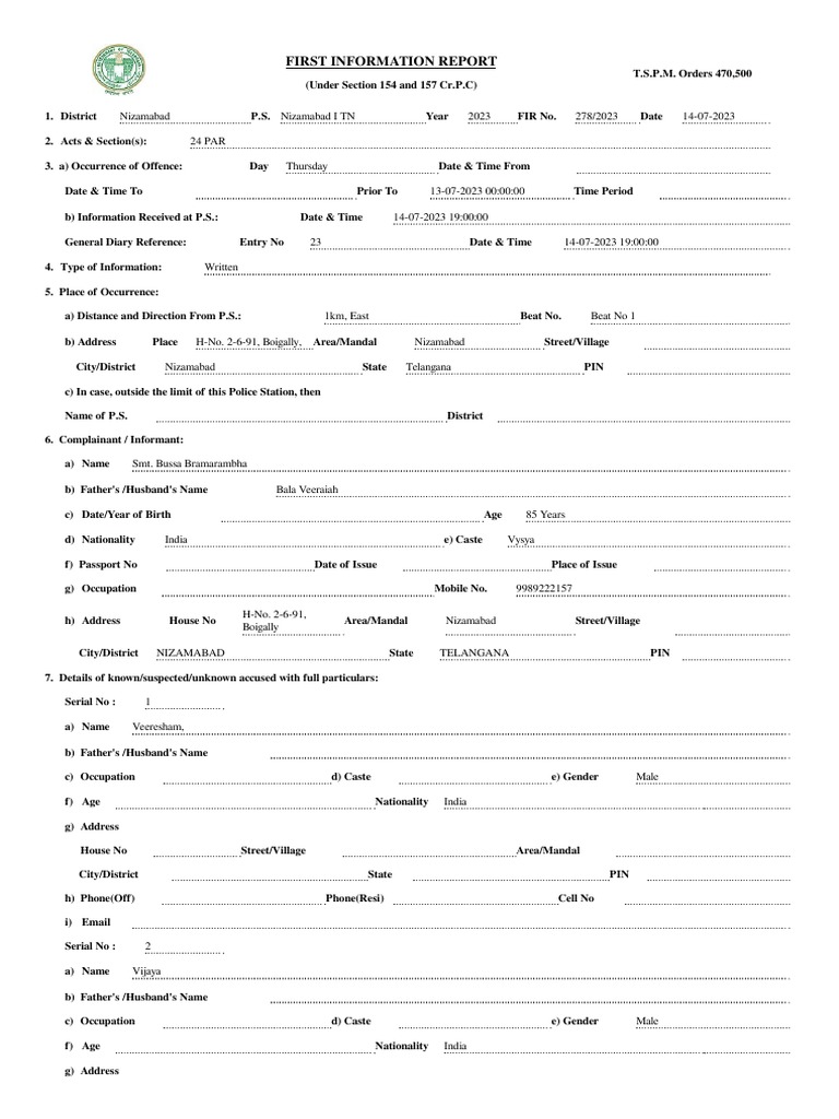 First Information Report | PDF | Public Law | Common Law