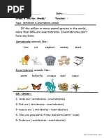 Animal Classification Chart - Invertebrates | PDF | Invertebrate | Zoology
