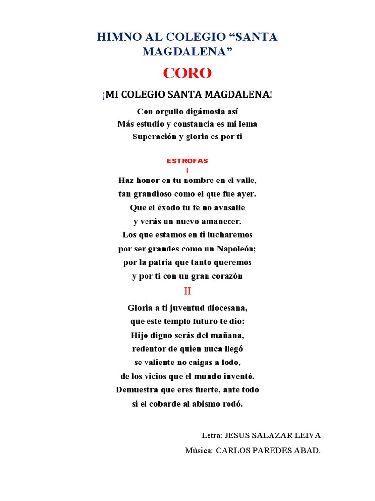 Himno Al Colegio | PDF