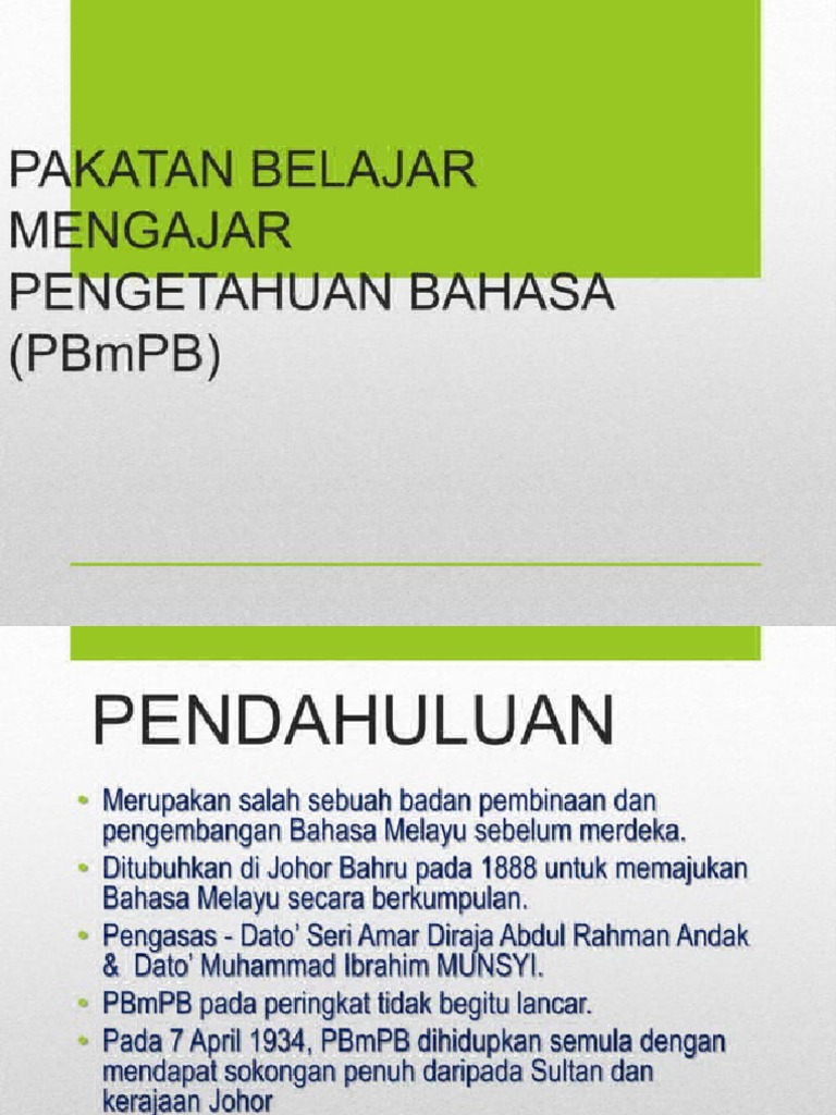 Pakatan Belajar Mengajar Pengetahuan Bahasa P BM PB | PDF