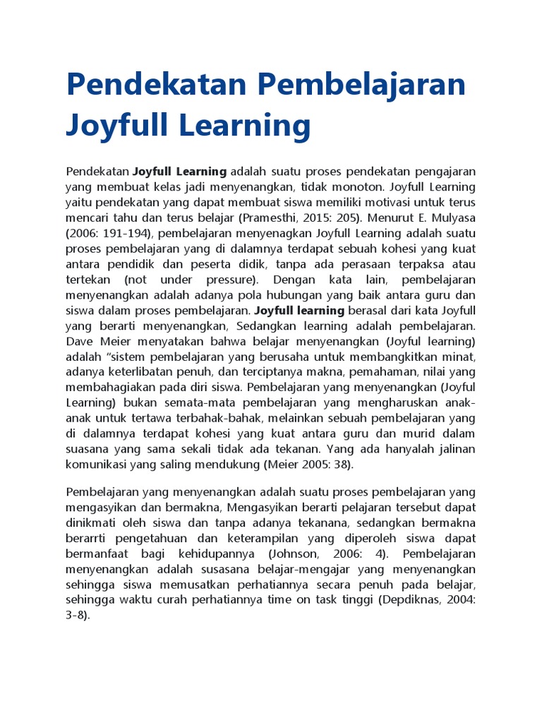 Pembelajaran Joyfull Learning | PDF