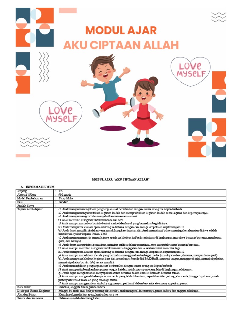 MA Semester 1 Aku Ciptaan Allah (TK - PDSM) | PDF