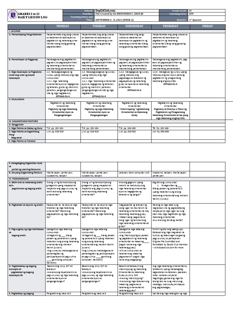 DLL - Epp 4 - Q1 - W2 | PDF