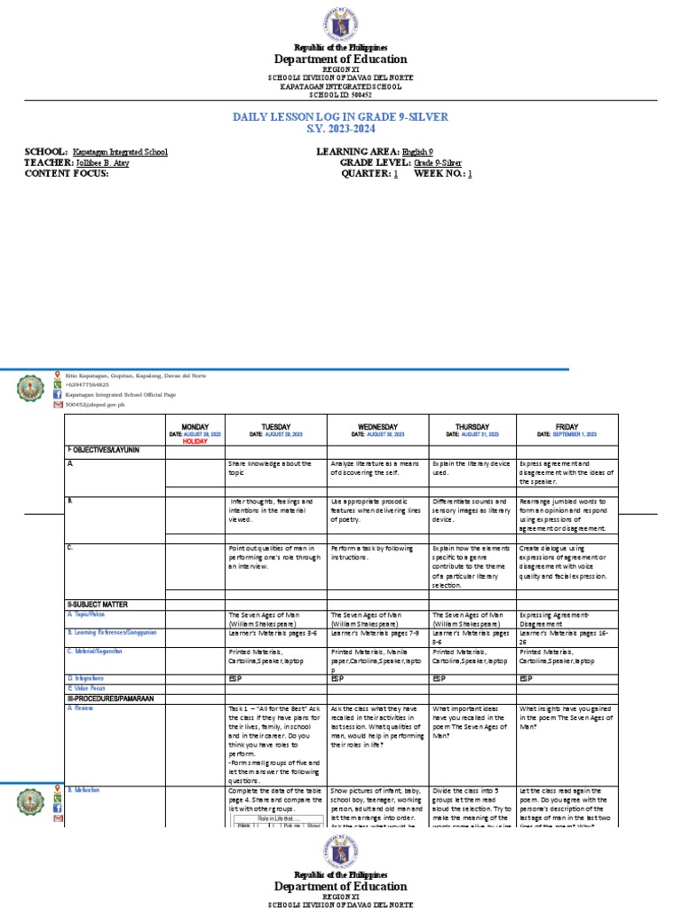 DLL English 9 Week 1 | PDF | Learning | Cognitive Science
