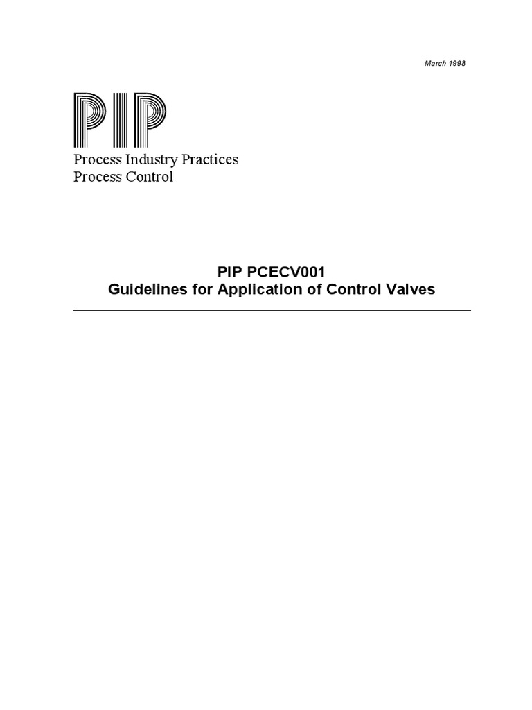 PIP PCECV001 - 98 Guidelines For Application of Control Valves | PDF