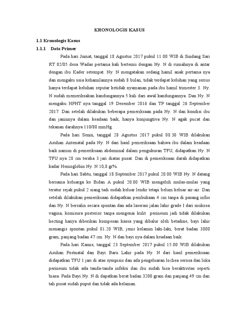 Kronologi Persalinan Ny. N di Wadas | PDF | Kesehatan Holistik