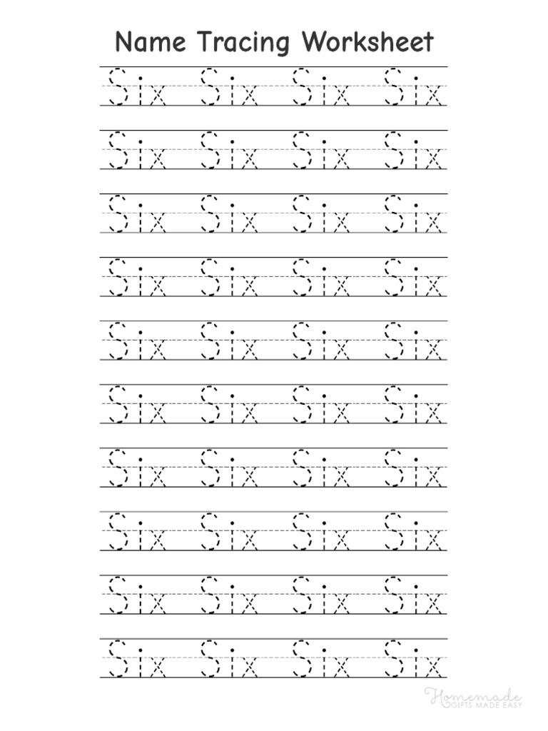 Name Tracing Worksheet Six | PDF