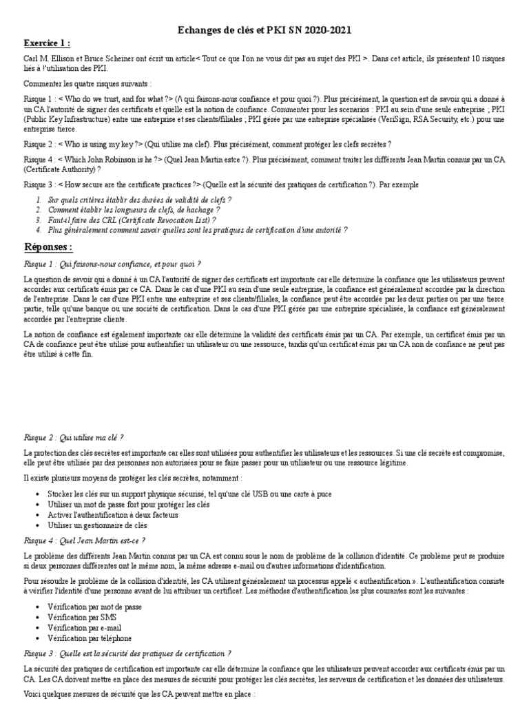 Echanges de Clés Et PKI SN 2020 | PDF