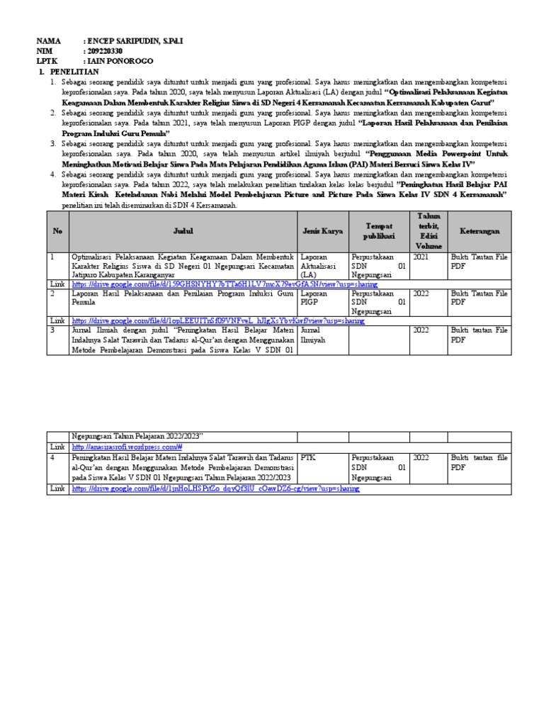Penelitian dan Refleksi Guru Encep Saripudin | PDF