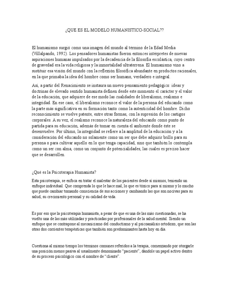 Que Es El Modelo Humanistico | PDF | Psicoanálisis | Sicología