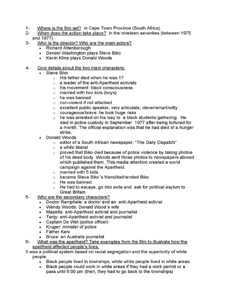 Summary of Cry Freedom - Page - 1 | PDF