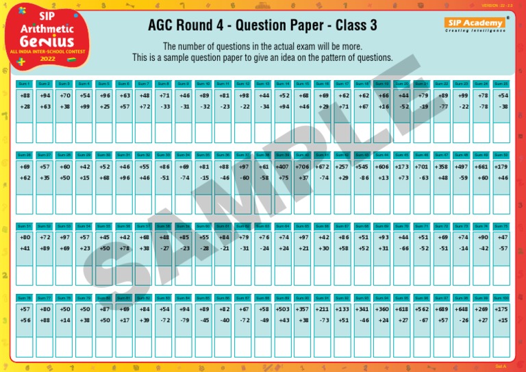 Class 3 SIP Contest Sample Paper | PDF