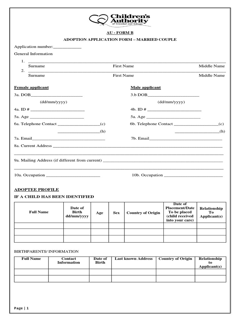 Adoption Form Blank | PDF