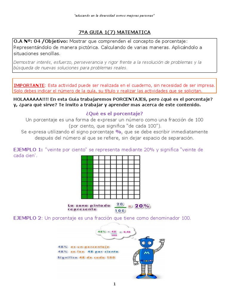 7ºa Guia 17matematica | PDF | Porcentaje | Números