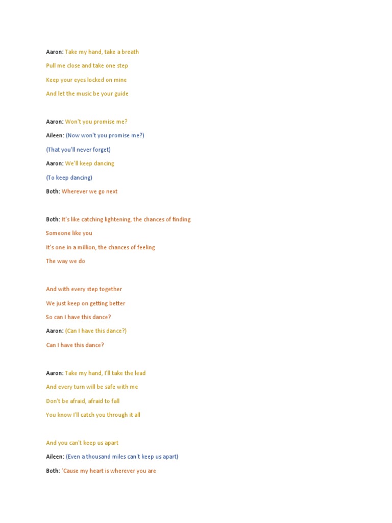Can I Have This Dance Lyrics | PDF | Language Arts & Discipline
