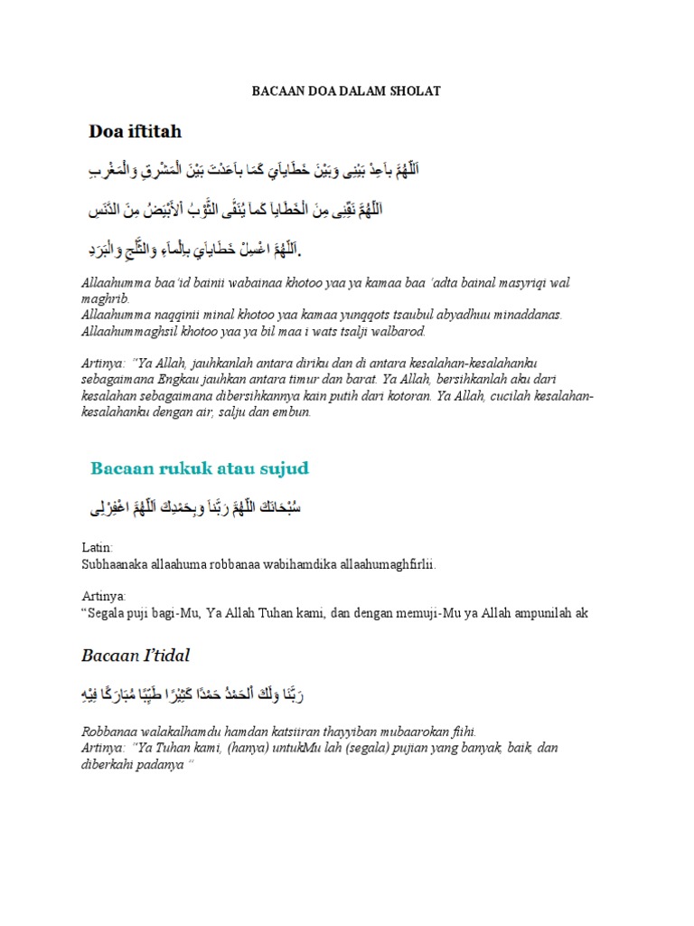 Doa Sholat Versi Muhammadiyah | PDF