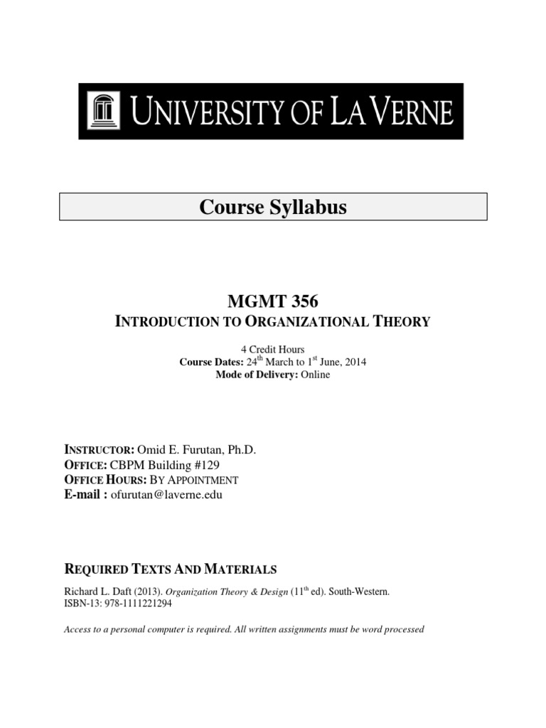 MGMT Syllabus | PDF