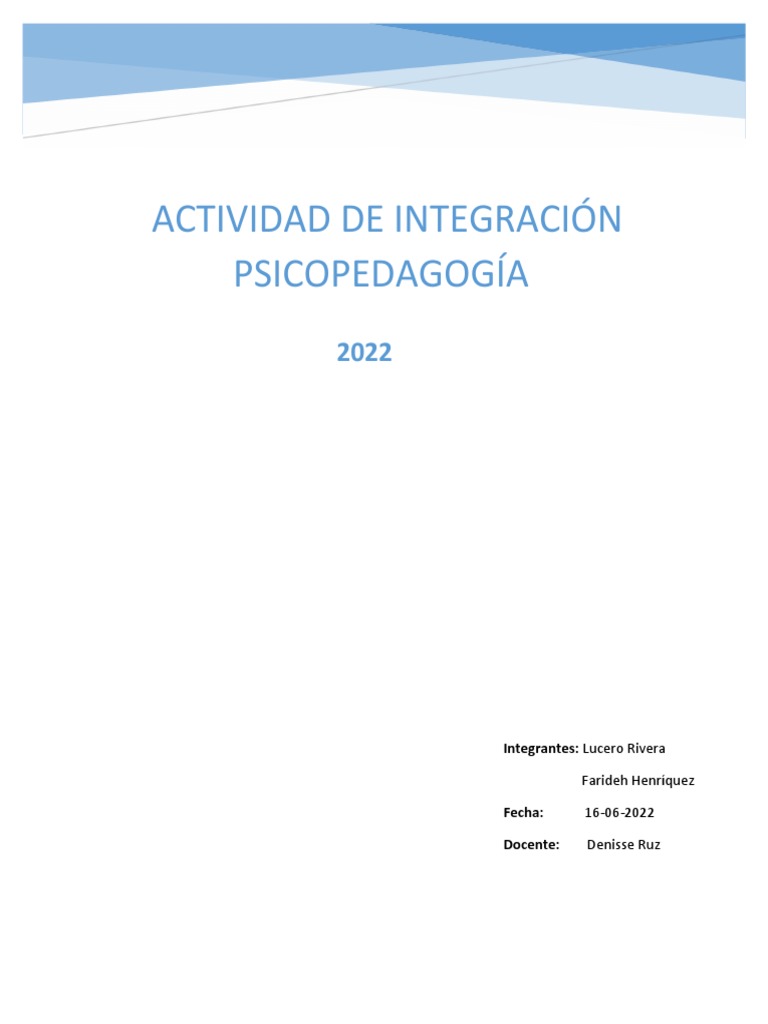 Actividad de Integraciã - N Psicopedagogã - A | PDF | Inclusión ...