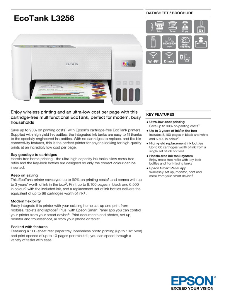 Epson Ecotank l3256 | PDF | Microsoft Windows | Printer (Computing)