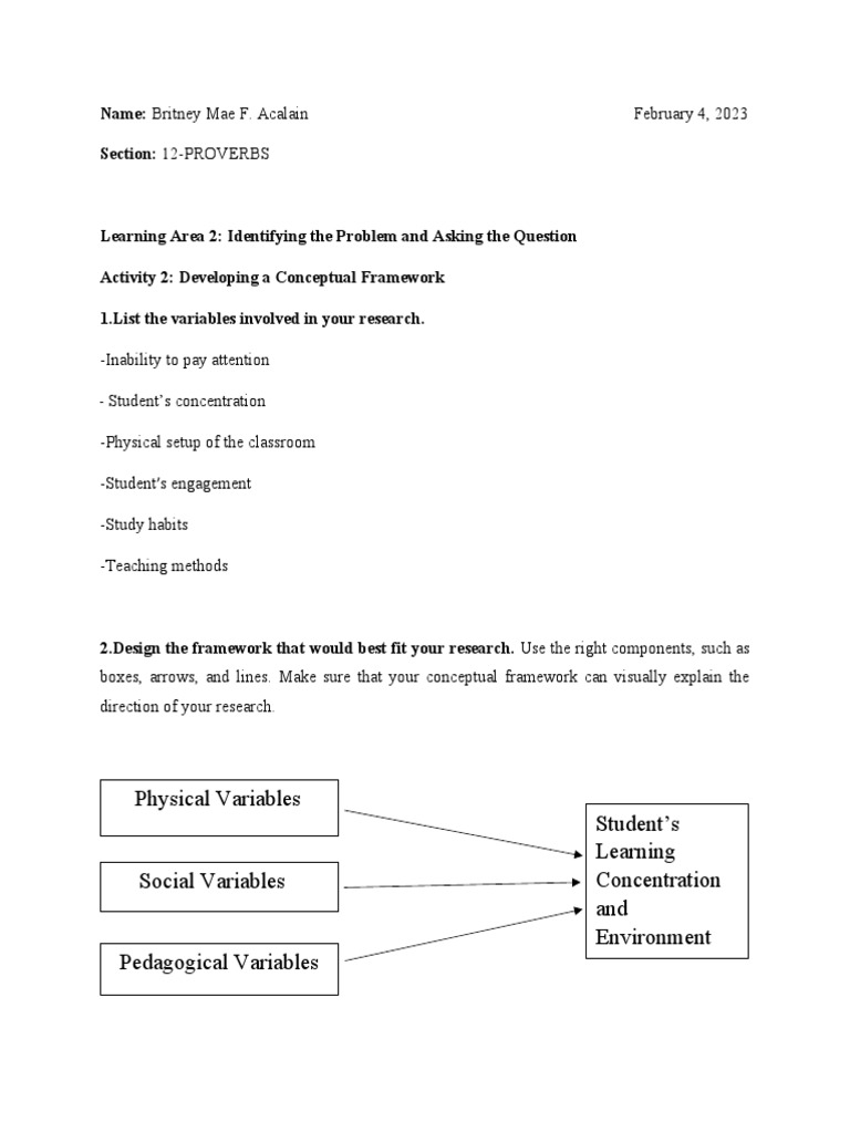 Activity 2 Developing A Conceptual Framework | PDF | Learning | Attention