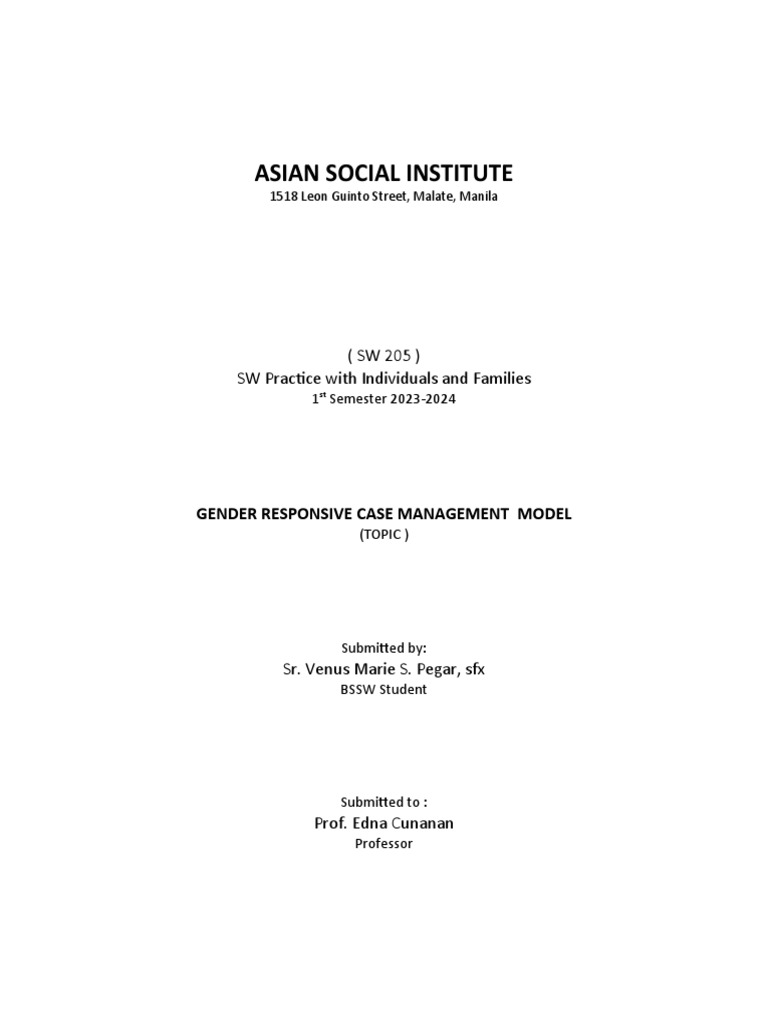 SW 205 Gender Responsive Case Management | PDF | Human Trafficking ... SW 205 Gender Responsive Case Management | PDF | Human Trafficking ...