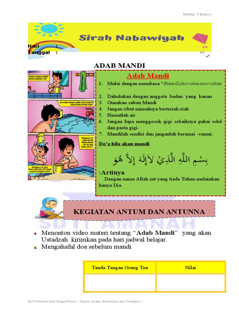 ADAB MANDI Modul 7 Aqidah Akhlak 2003 | PDF