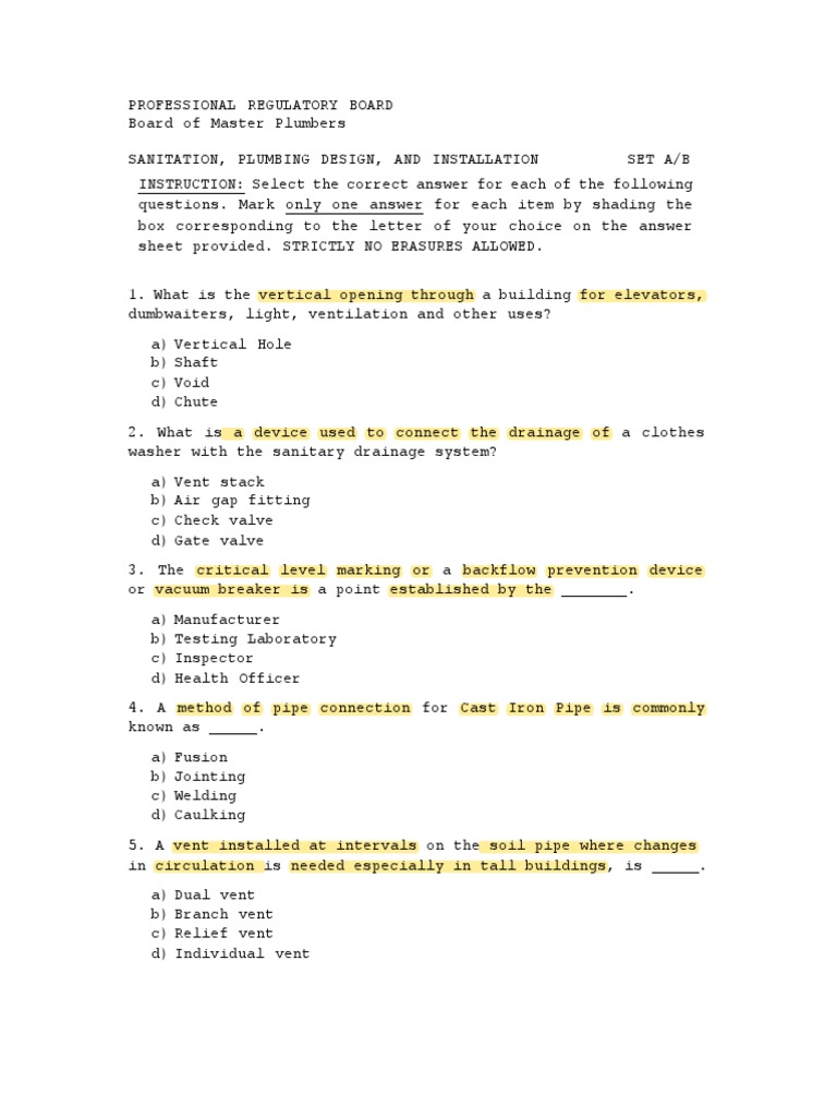 SPDI Coaching Test Paper | PDF | Plumbing | Storm Drain