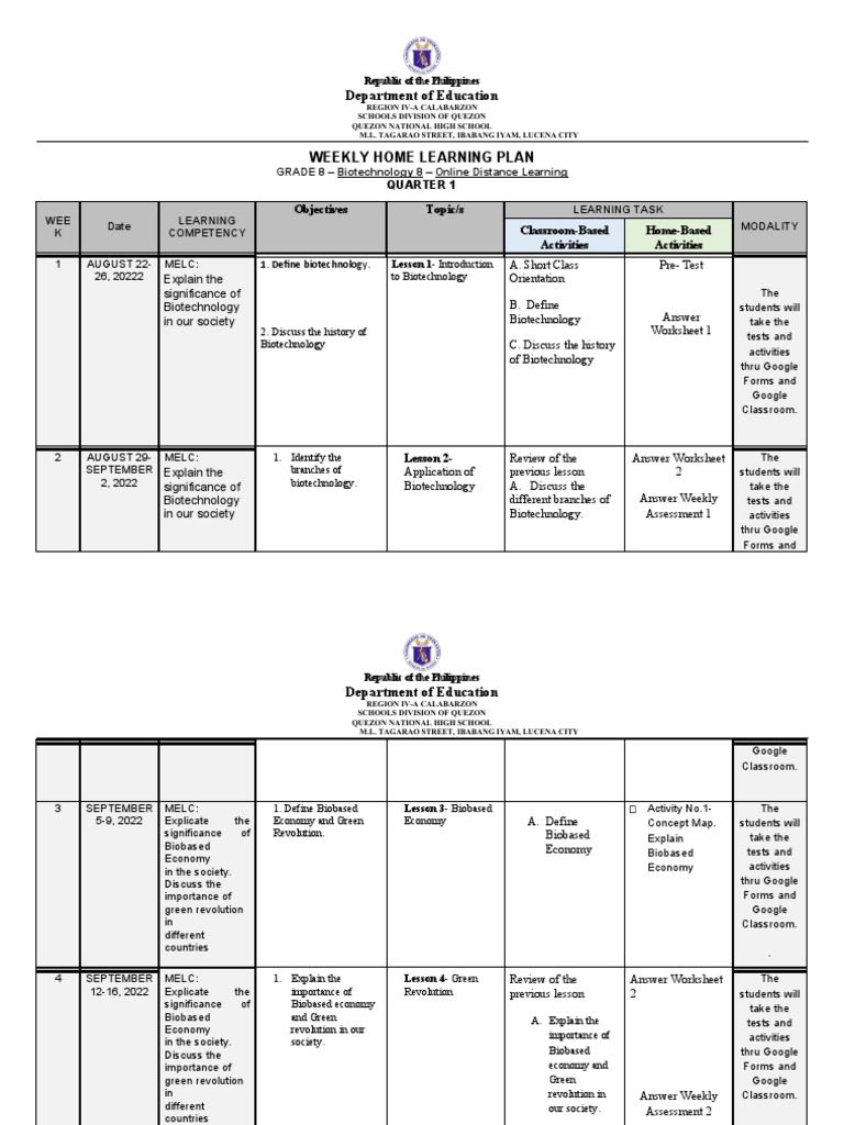 BIOTECH-8-WHLP-Online - 1st Quarter | PDF | Life Sciences | Change