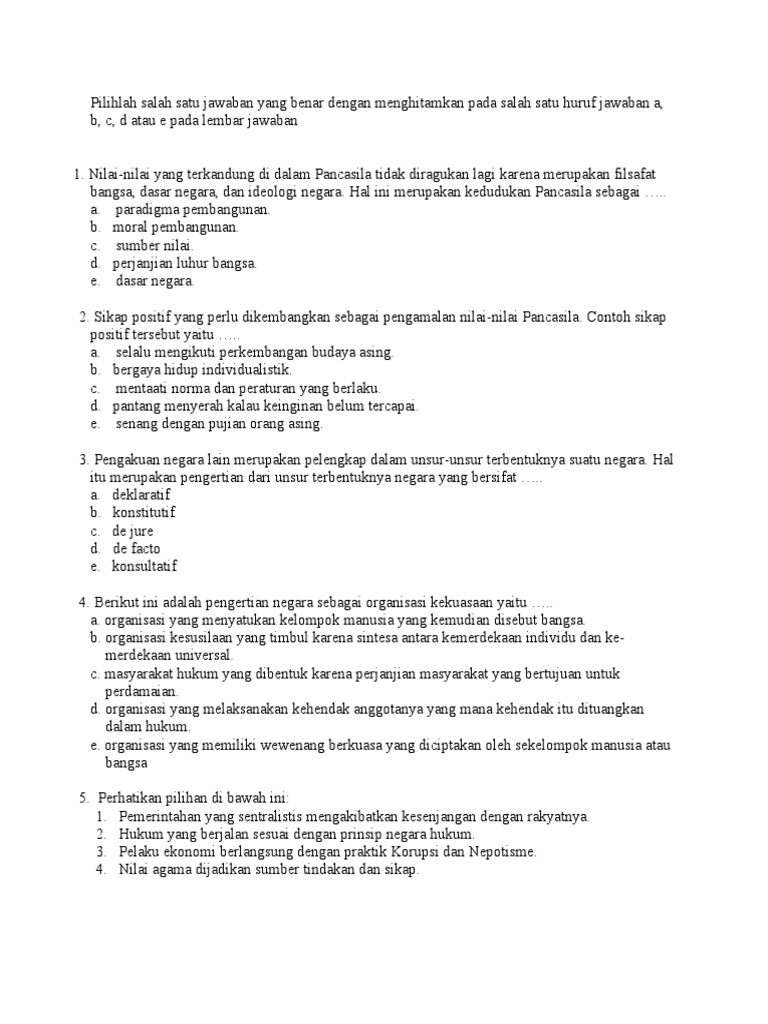 Latihan PPKN | PDF | Sejarah