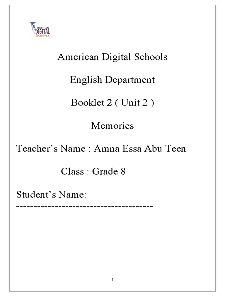 Gr. 8 Unit 2 - Booklet 2 | PDF | Grammar | Linguistics
