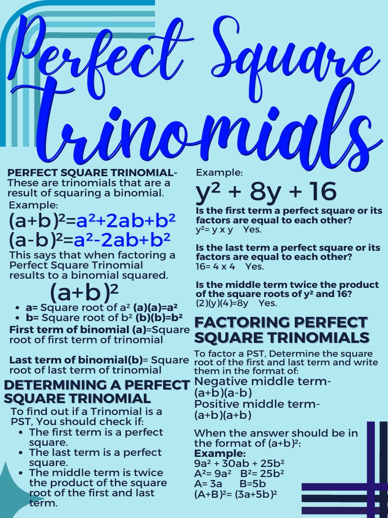 Perfect Square Trinomials Notes | PDF
