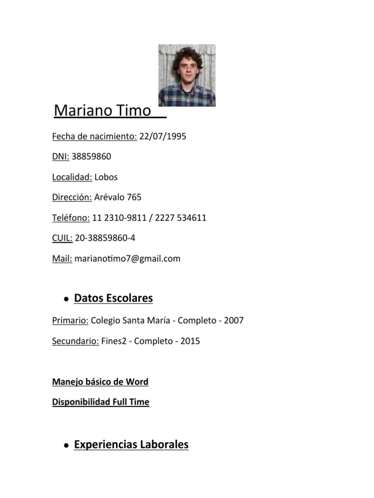 Mariano Timo CV PDF | PDF