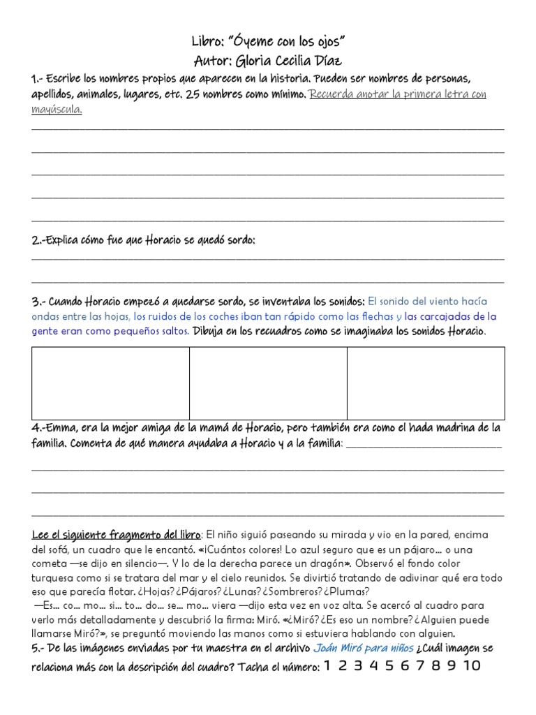 Análisis Del Libro Óyeme Con Los Ojos de Gloria Cecilia Díaz | PDF