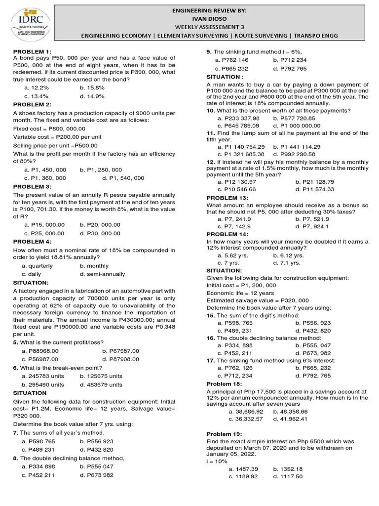 Weekly Assessment 3 | PDF | Interest | Present Value