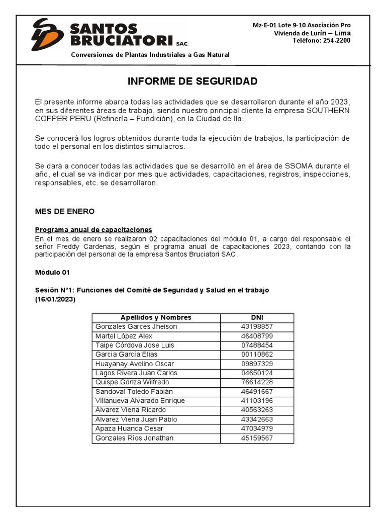 Informe de Seguridad 2023 | PDF | Lima