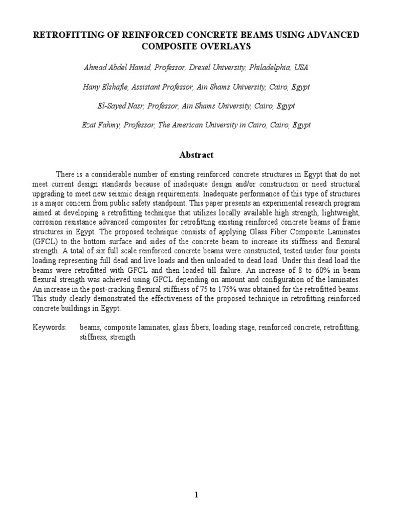 Retrofitting of Reinforced Concrete Beams Using Advanced Composite ...
