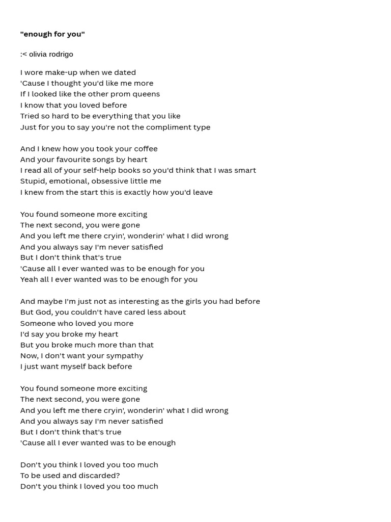 Enough For You Lyrics | PDF