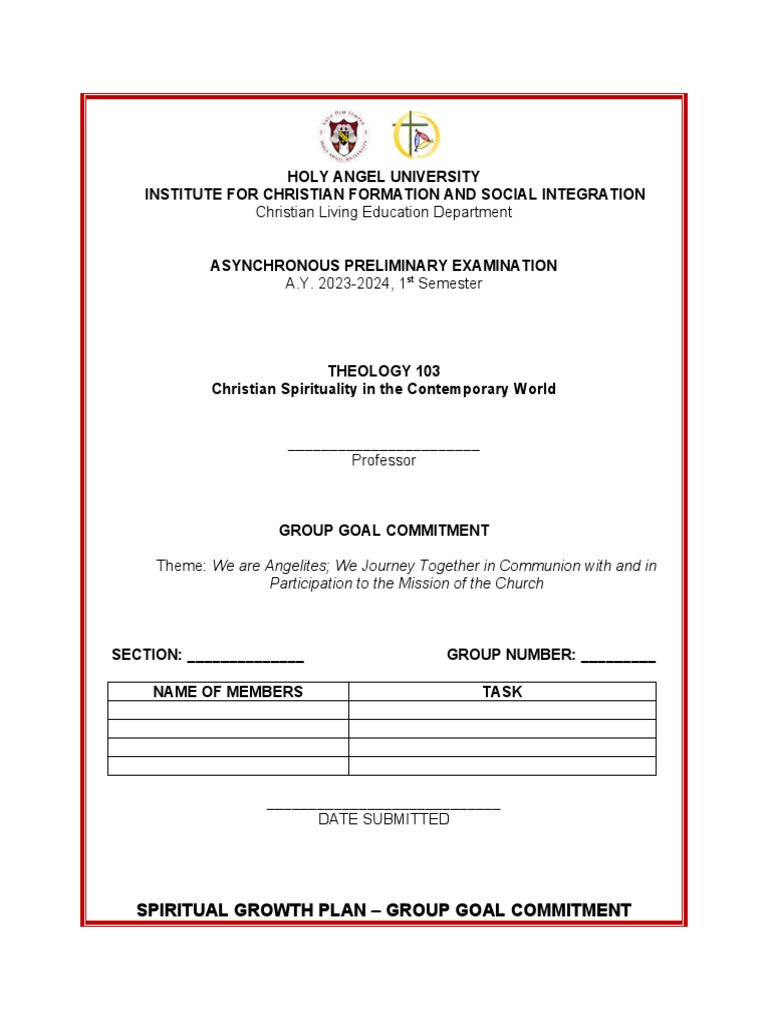 Theology103 Prelim Exam Template-2 | PDF | Career & Growth