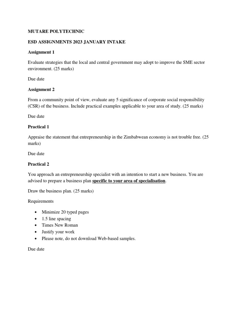 ESD Assignments January Intake 2023 | PDF