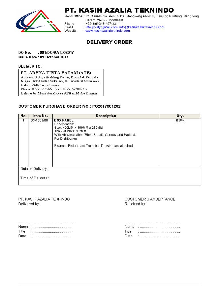 Delivery Order - Draft | PDF