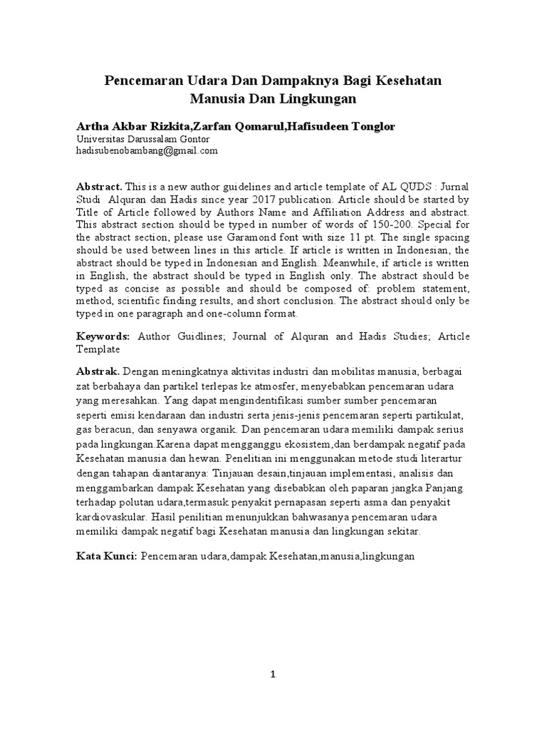 (Alquds) Template Penulisan Artikel | PDF