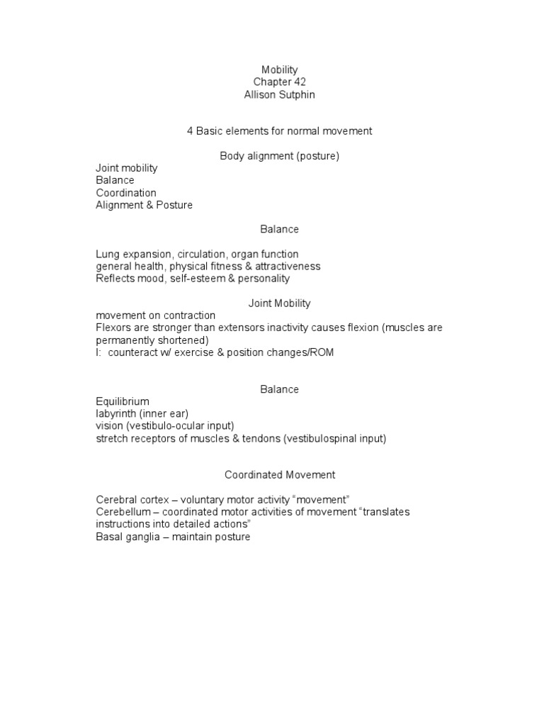 Elements of Normal Movement Explained | PDF | Anatomical Terms Of ...